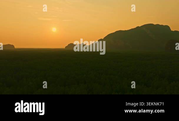 Aerial View of a Dreamy Sunrise Above Heart Island in the Mangroves ...