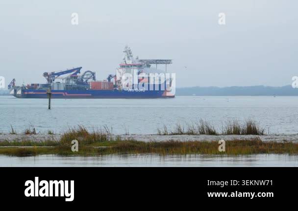 Georgia, USA: This is the Calypso, a specialized cable-laying vessel ...