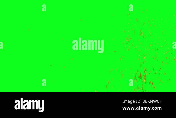 Flying fiery sparks isolated on green screen background. Dynamic ...