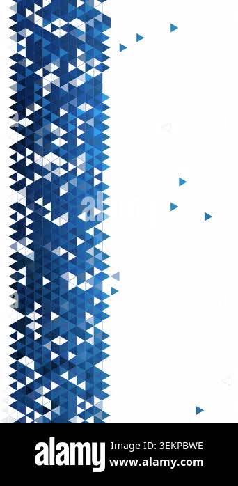 Geometric border pattern composed of shades of blue triangles on a ...