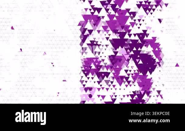 Abstract background with a dense section of purple triangles on the ...
