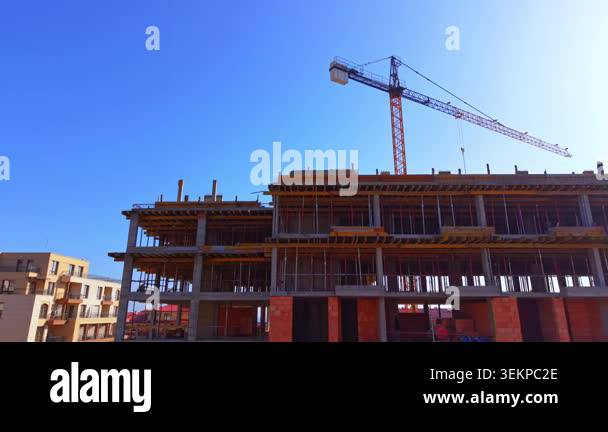Looking up at a residential structure under development showcasing ...