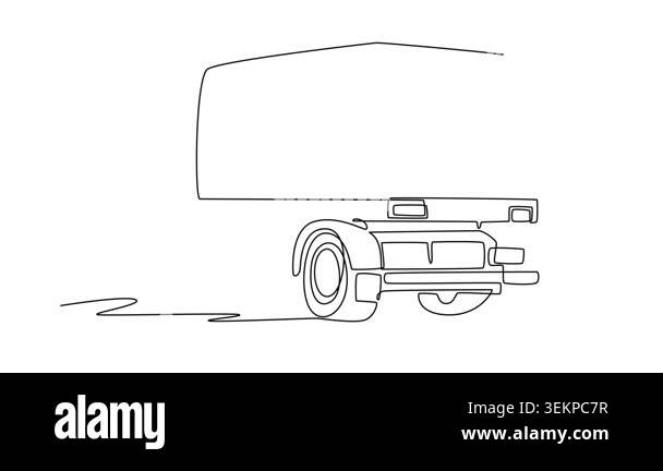 Self drawing animation single line draw back view of large street ...