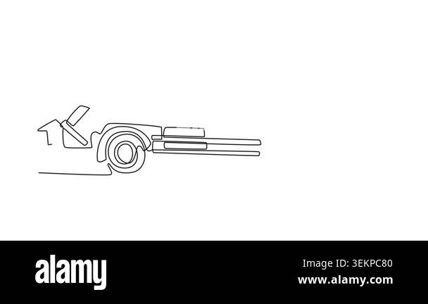 Animated self drawing of continuous line draw side view of city garbage ...