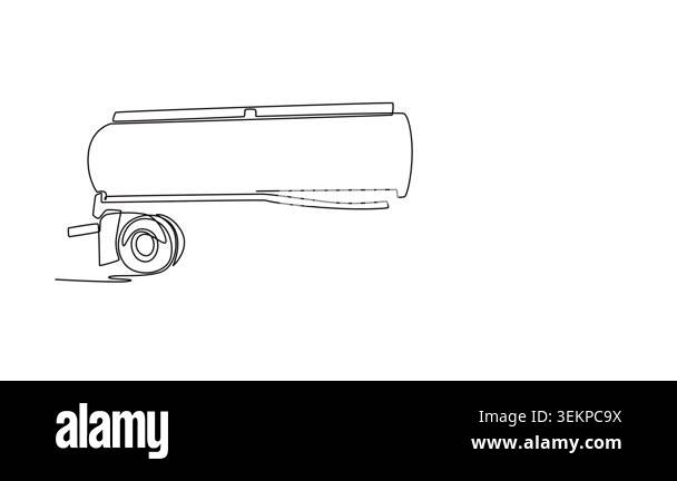 Animated self drawing of continuous line draw side view of heavy ...
