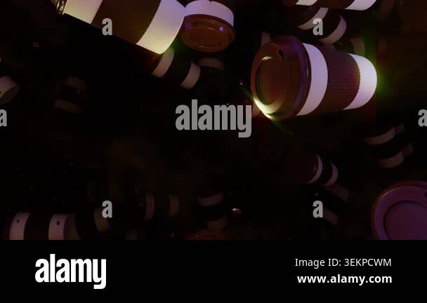 Movement Through Infinite Coffee Cups And Beans. 3D render animation of ...
