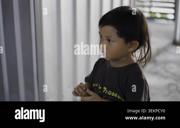 Toddler Holds Out Hand Waiting Patiently. Little child extending palm ...
