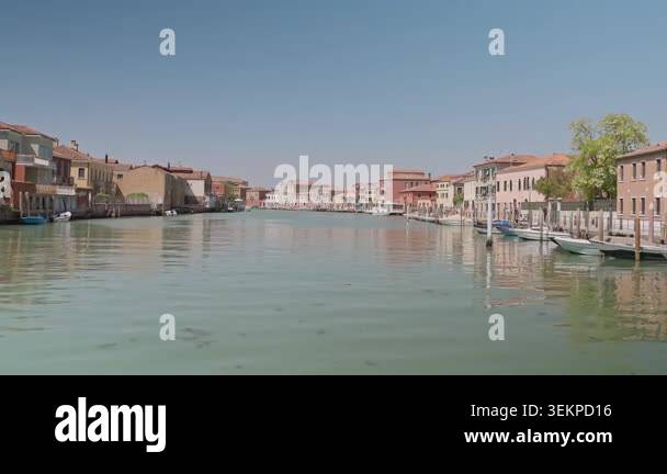Murano Wide canal and lagoon landscape on island featuring distant ...