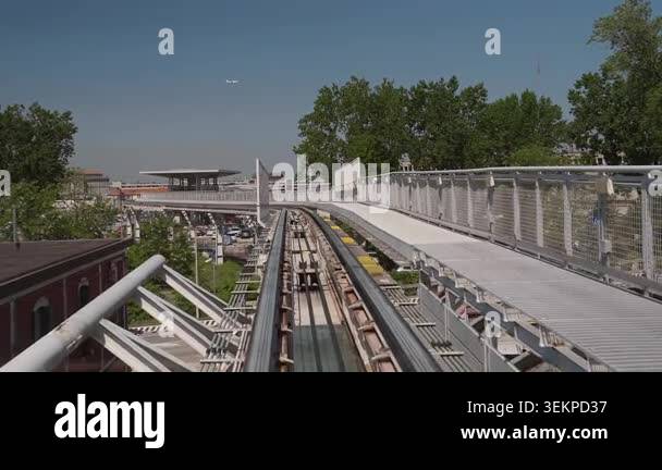 View from the Venice People Mover traveling toward the train station ...