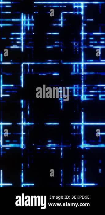 Radiant blue dots form an interconnected vertical matrix, pulsing ...