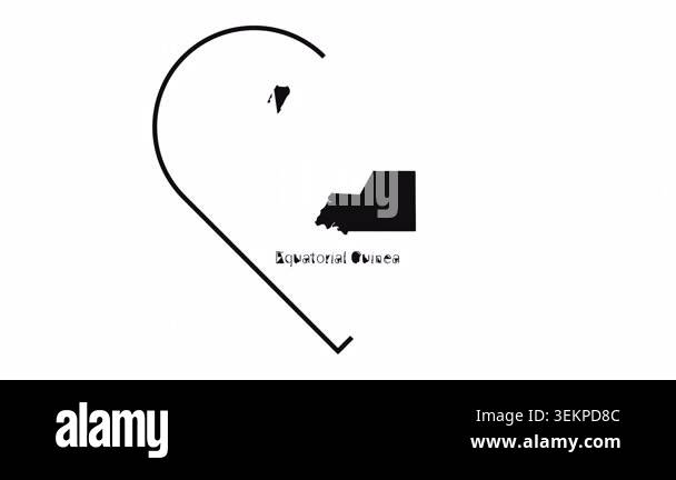 A simple black and white outline of a heart shape containing the map of ...