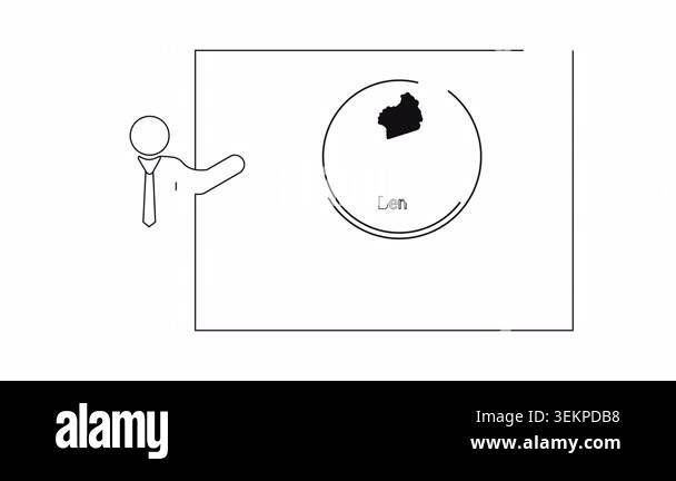 A simple line drawing shows a stick figure pointing towards a screen ...