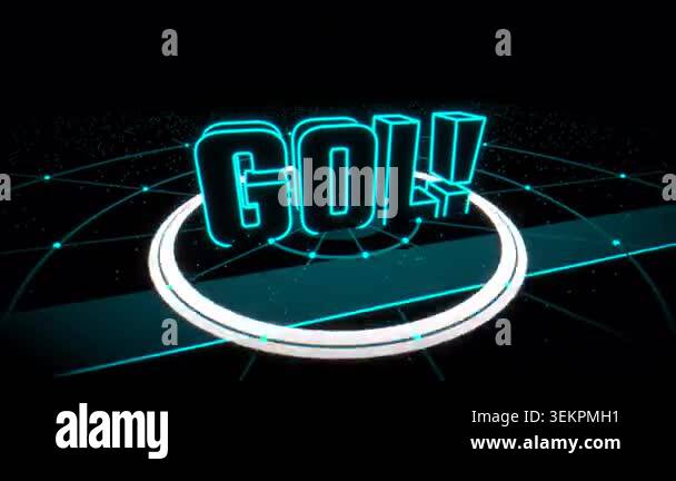 High-end 3D motion graphic featuring a neon holographic HUD for sports ...