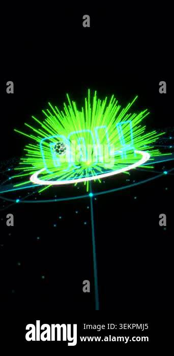 High-end 3D motion graphic featuring a neon holographic HUD for sports ...