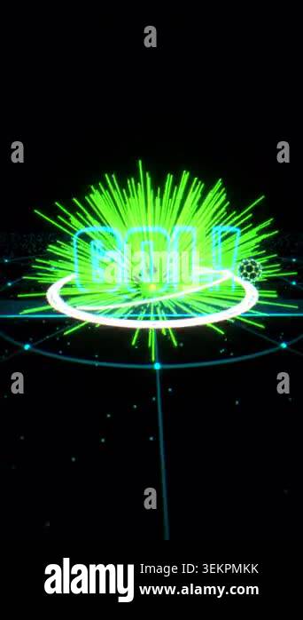 High-end 3D motion graphic featuring a neon holographic HUD for sports ...