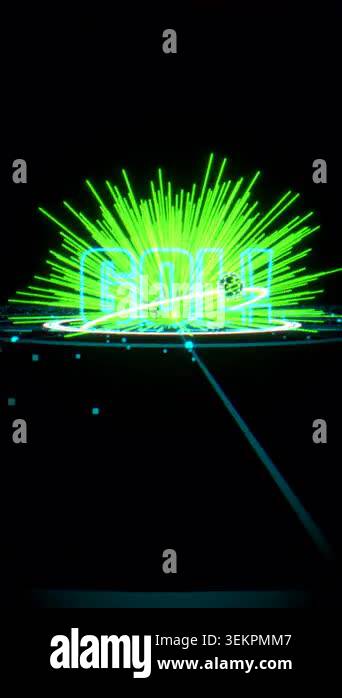 High-end 3D motion graphic featuring a neon holographic HUD for sports ...