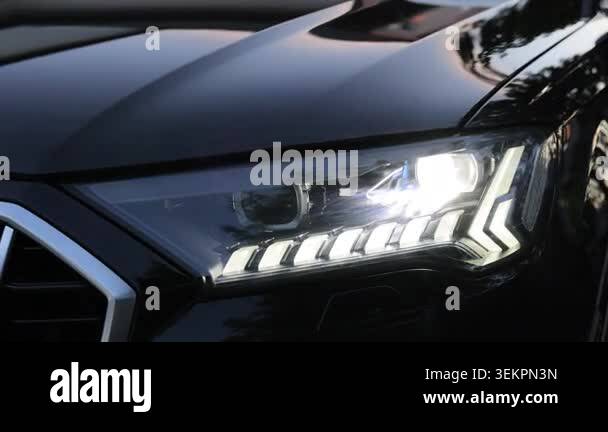 Led headlight of modern hybrid luxury car. Energy Efficient Adaptive ...