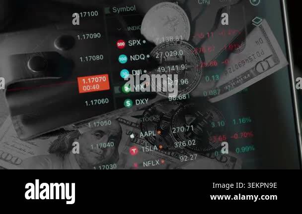 A wallet with dollar bills and foreign currency in an investor ...