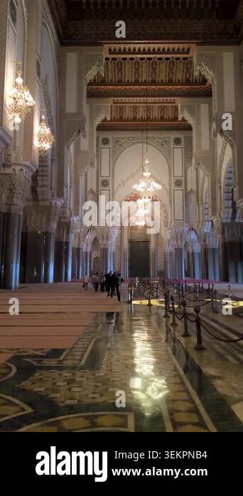 Interior of the Hassan II Mosque, mosque of Casablanca - Morocco Stock ...