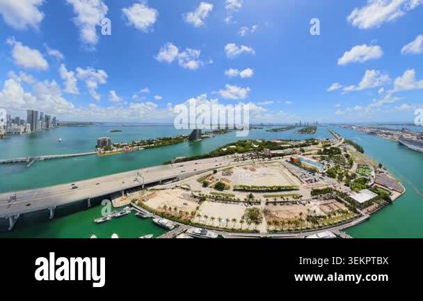 Aerial pull out shot Watson Island Miami 4k 60p Stock Video Footage - Alamy