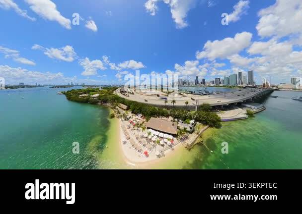 Aerial stock footage Miami Jungle Island shot with ultra wide angle ...