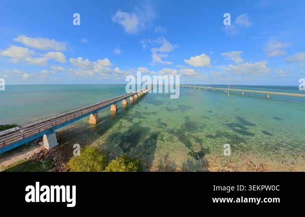 Aerial pull out shot Pigeon Key Florida Seven Mile Bridge 2026 Stock ...