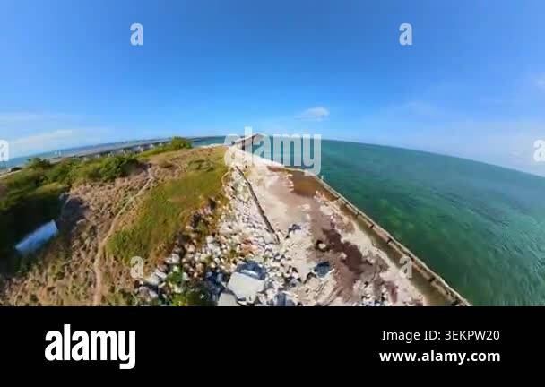 Aerial drone fpv video Bahia Honda railroad bridge Florida Keys 2026 ...