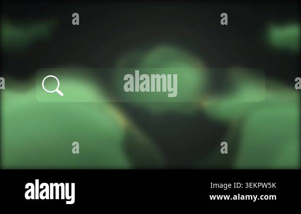 Search bar interface on a dark green blurred background Stock Video ...