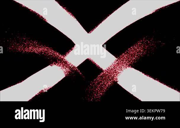 Abstract red and white crisscross light patterns on black background ...