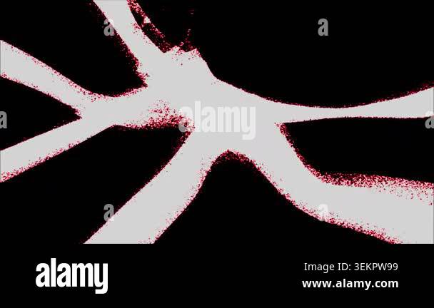 Abstract neural network animation with branching white and red lines ...