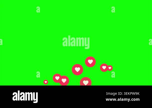 Floating social media heart icons on green screen Stock Video Footage ...