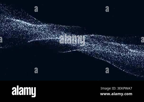 Abstract flow of grainy light blue particles on dark background Stock ...