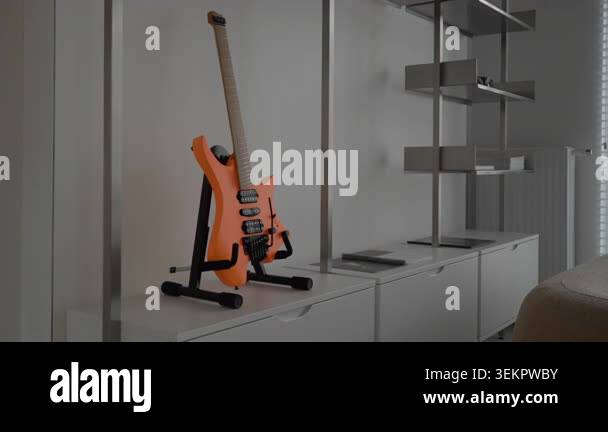 LED backlight turning on behind metal shelving rack system with smart ...