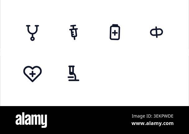 Medical and healthcare line icons animation on white background Stock ...