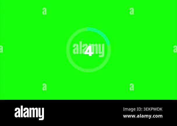 Circular countdown timer animation from five to zero on green screen ...