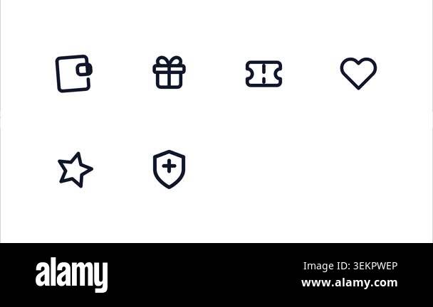 Minimalist shopping and commerce animated icon set on white background ...