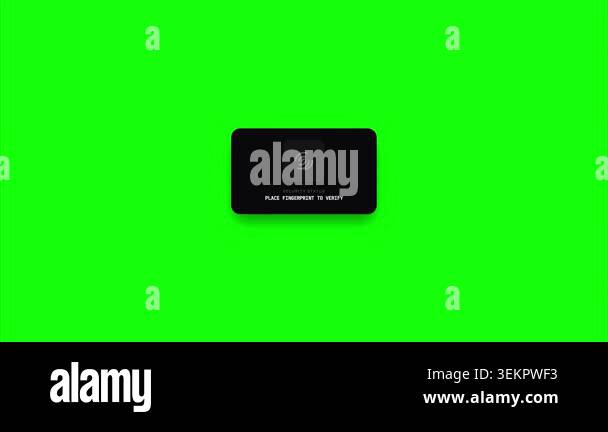 Biometric fingerprint scanning animation on green screen background ...