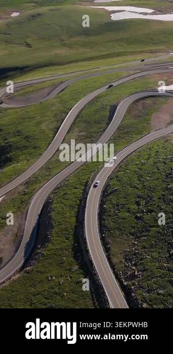 Vertical Screen: Beartooth Highway in Montana, USA captured from drone ...
