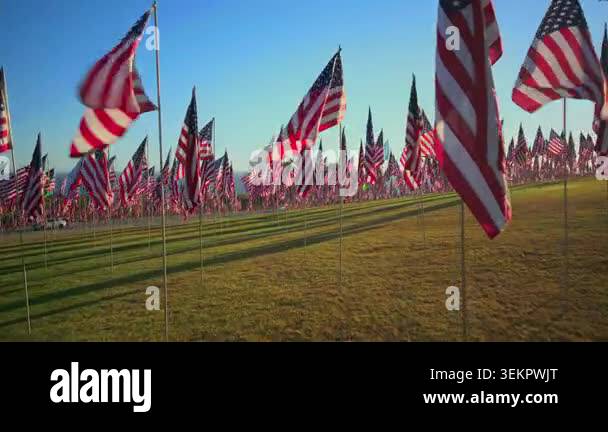 USA Flag September 11 memorial tribute display featuring hundreds of ...
