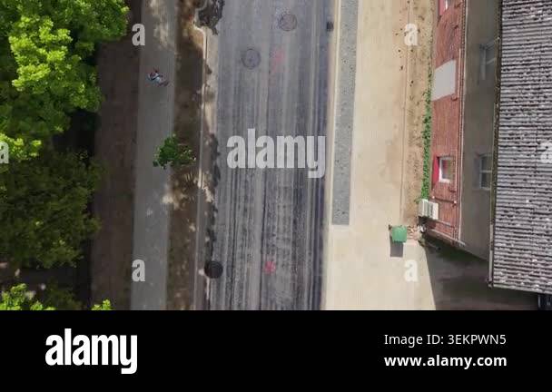 Valmiera, Latvia - May 28, 2026: Aerial perspective of an urban street ...