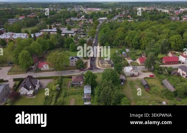 Valmiera, Latvia - May 28, 2026: Aerial perspective of a suburban ...
