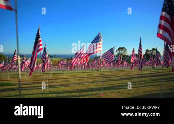 USA Flag September 11 memorial tribute displays hundreds of American ...