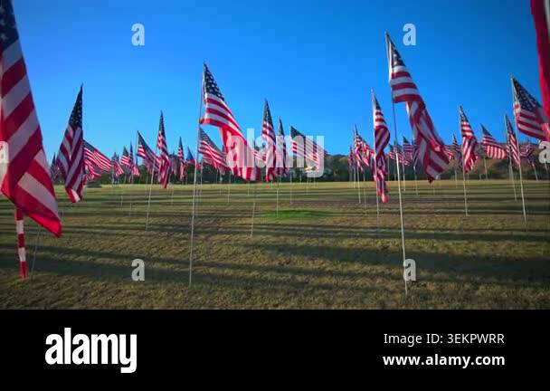 USA Flag September 11 memorial tribute featuring hundreds of American ...