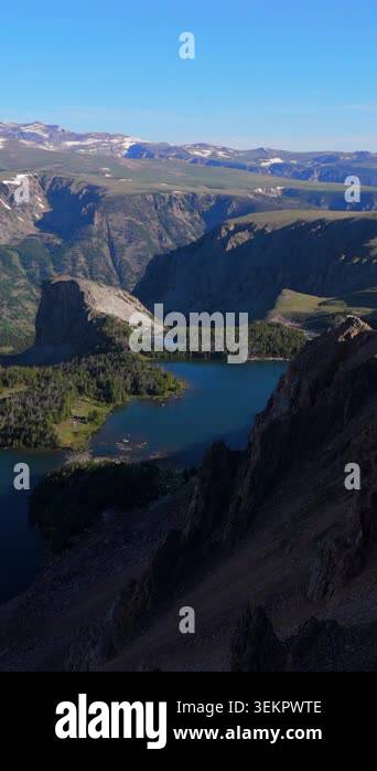 Vertical Screen: Beartooth Highway Montana USA aerial drone view of ...