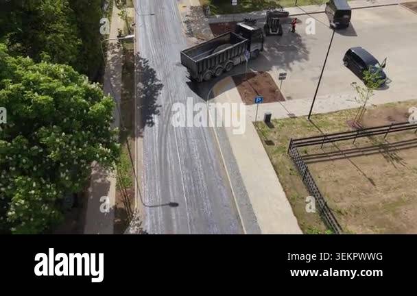 Valmiera, Latvia - May 28, 2026: Construction truck discharges gravel ...