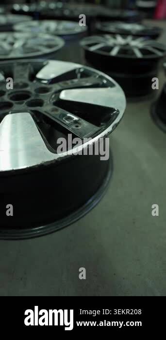 Car rims are being polished in a car repair shop Stock Video Footage ...