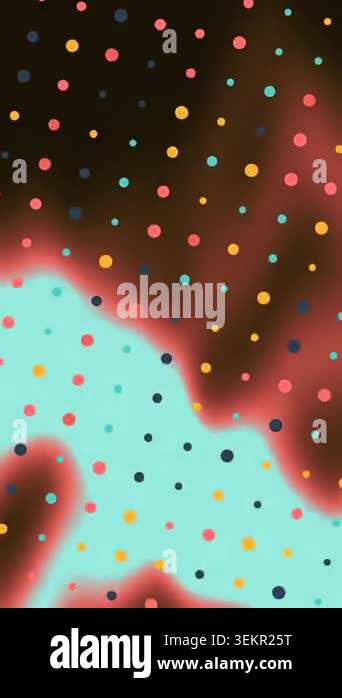Abstract Colorful Dots Moving Across Soft Turquoise Background Stock ...