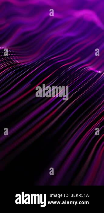 Abstract purple magenta particle waves forming flowing dotted lines on ...