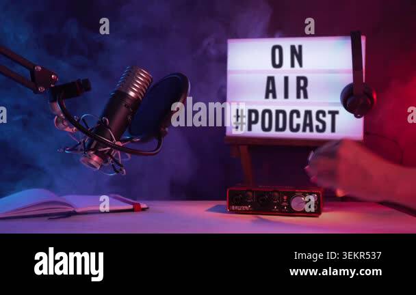 Professional Podcast Recording Setup with Microphone and Headphones and ...
