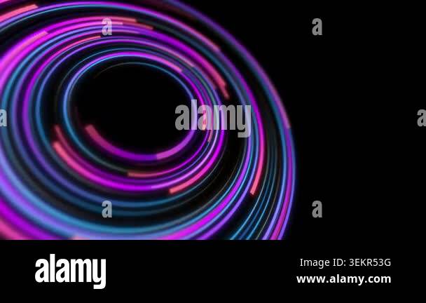 Abstract neon spiral energy ring with glowing purple, blue and pink ...